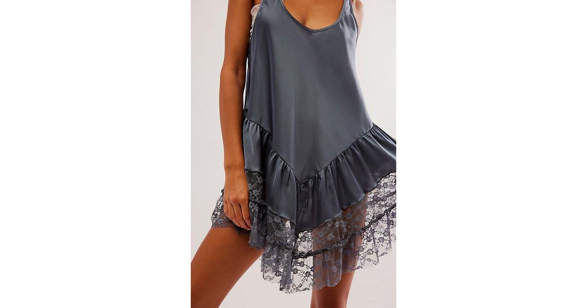 Free People Young And In Love Mini Slip in Gray | Lyst