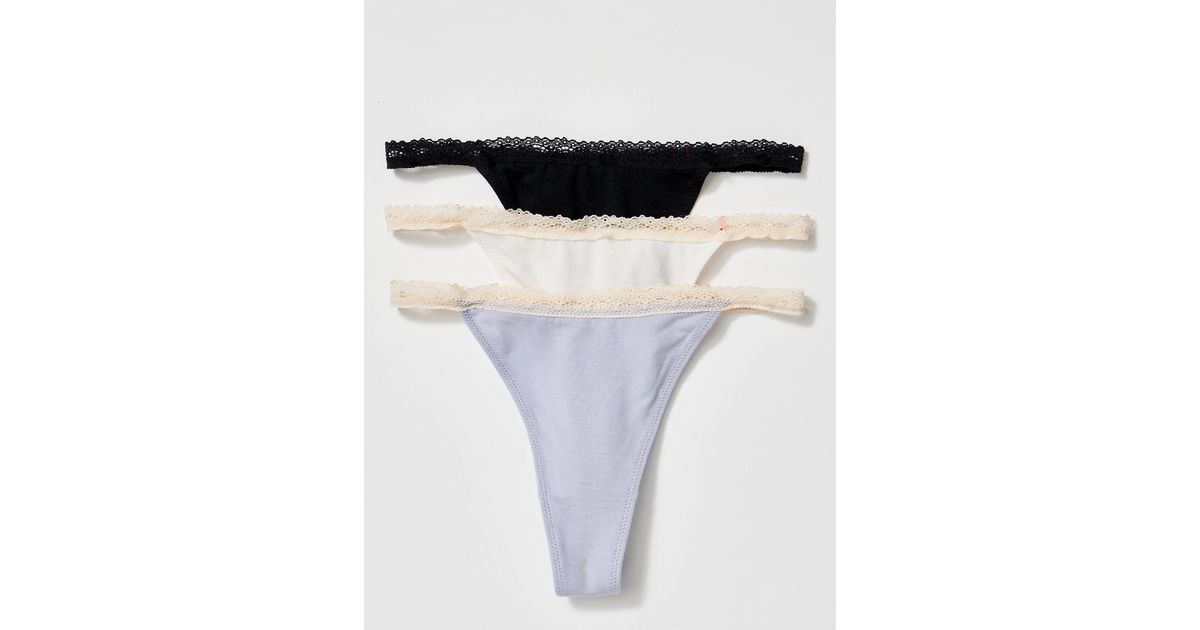 Free People Care Fp String Thong 3 Pack Undies In Black Lyst