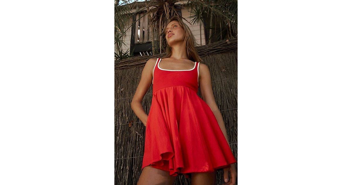 Free People Prescott Cotton Mini Dress in Red | Lyst
