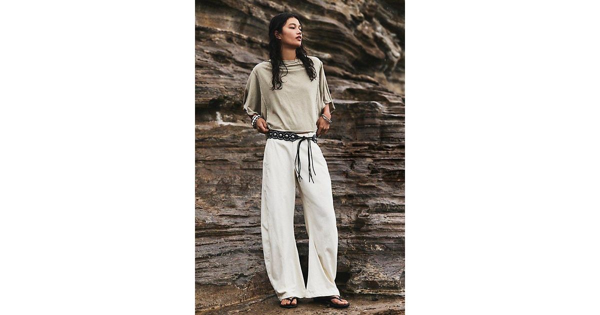 Free People Spotlight Washed Barrel Chino Trousers in Black | Lyst