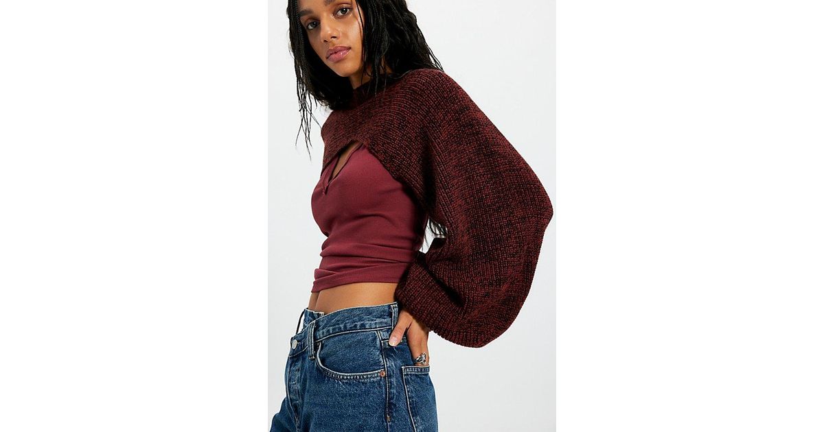 Free People Emery Knitted Bolero Top in Red | Lyst UK