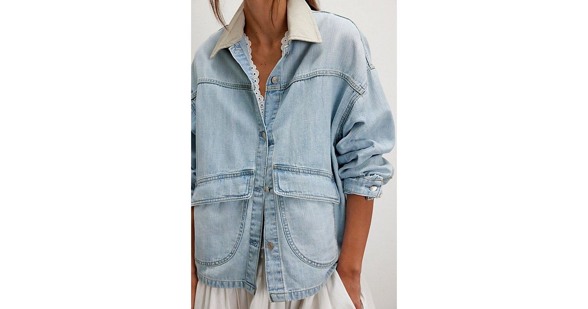 Free People Lemon Denim Jacket in Blue | Lyst