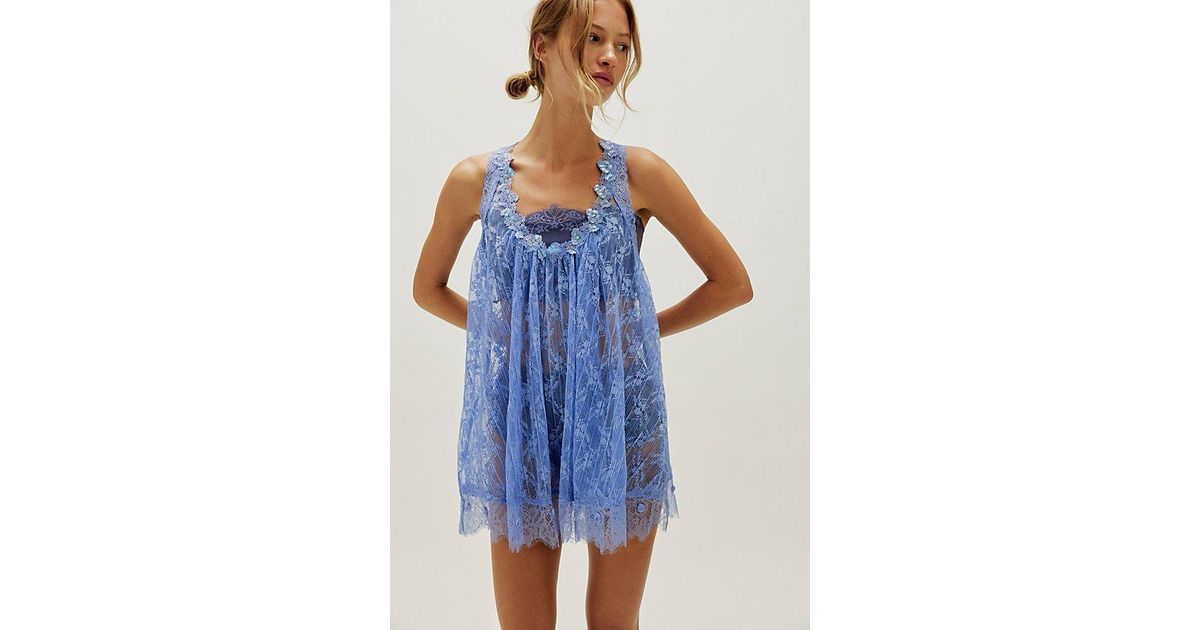 Free People Good Taste Mini Slip in Blue | Lyst