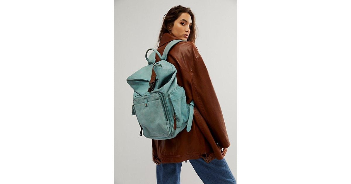Free People Brigade Leather Backpack in Blue | Lyst
