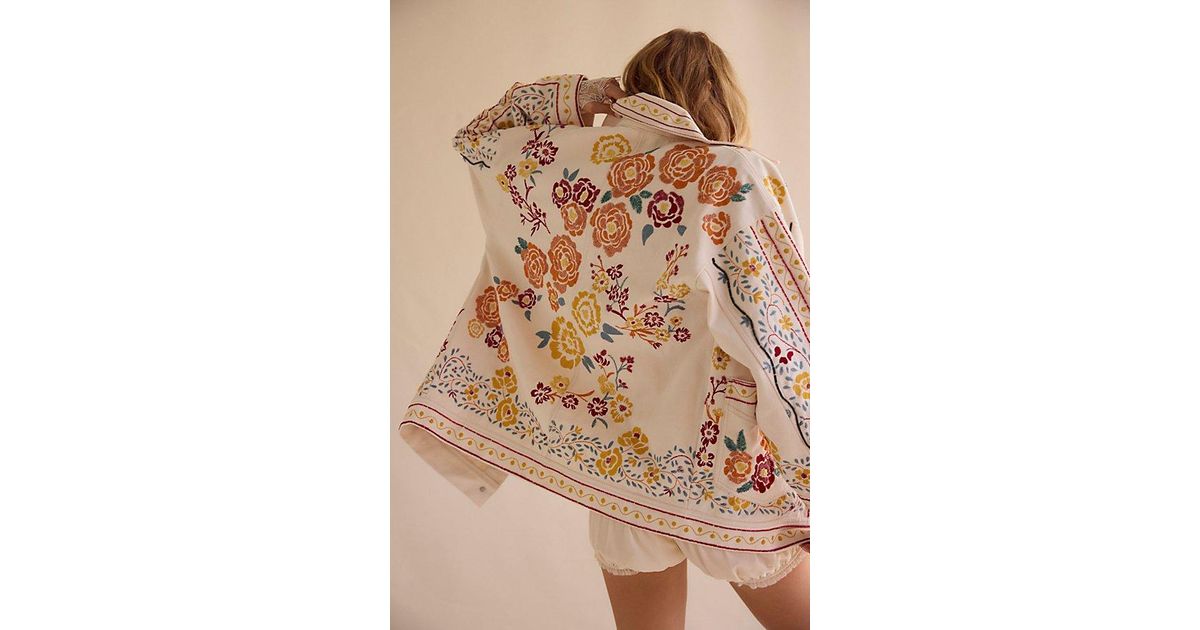 Free People Avery Embellished Jacket in Brown | Lyst