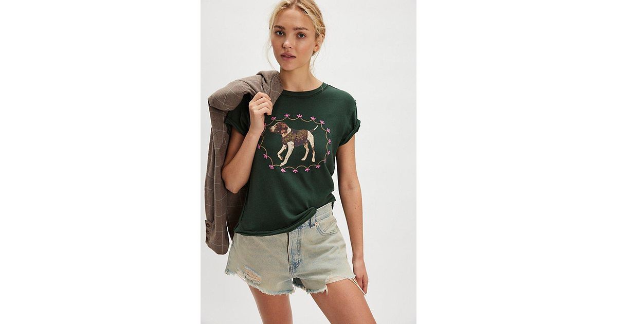 Free People Fur Friend Tee in Green | Lyst