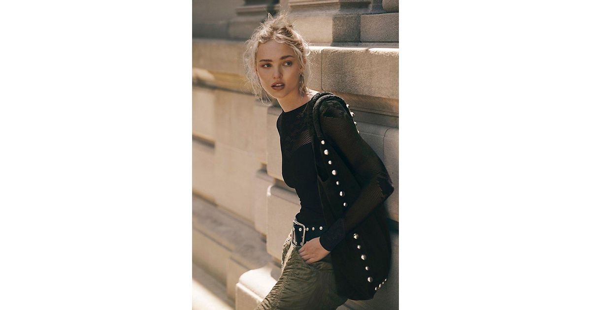 Free People See You Soon Studded Tote in Brown | Lyst