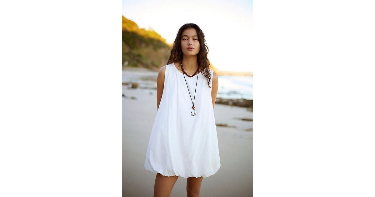 Free People Struttin' Bubble Mini Dress in Natural | Lyst