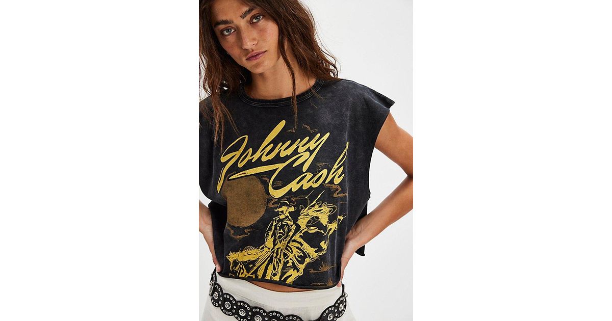 Daydreamer Johnny Cash Sunset Cropped Muscle Tee By | Lyst
