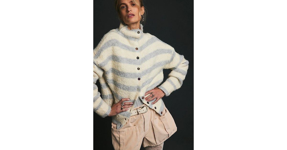 Free People Button Collection Cardi in Gray | Lyst