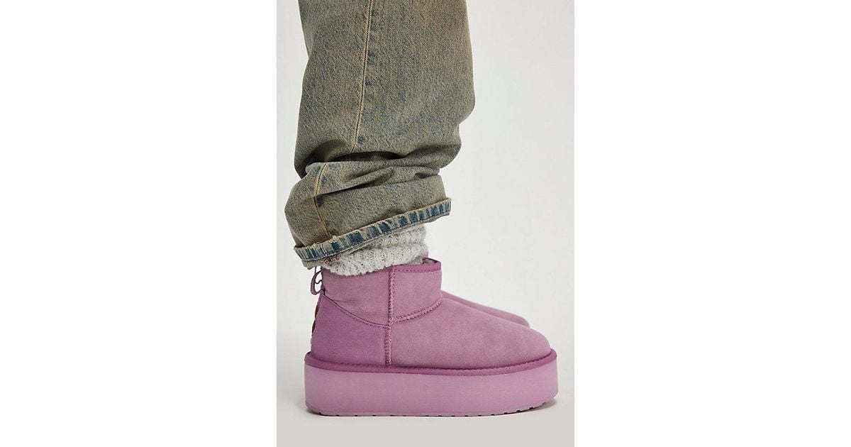 EMU Sheepskin Flatform Platform Boots in Pink | Lyst