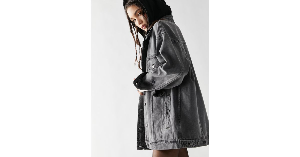 Free People Flawless Hooded Denim Jacket in Black | Lyst