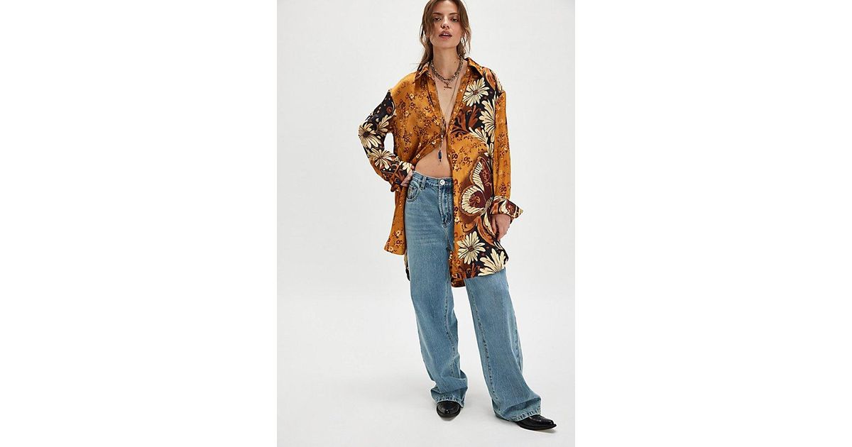 Free People Off The Vine Button Down Top in Blue | Lyst