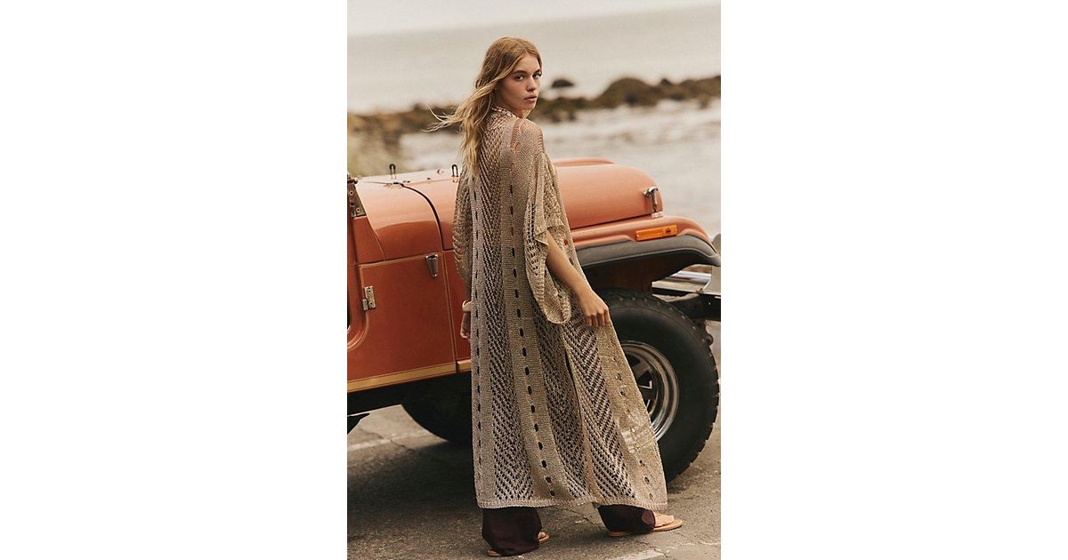 Free People Muche & Muchette Metallic Duster Top in Brown | Lyst