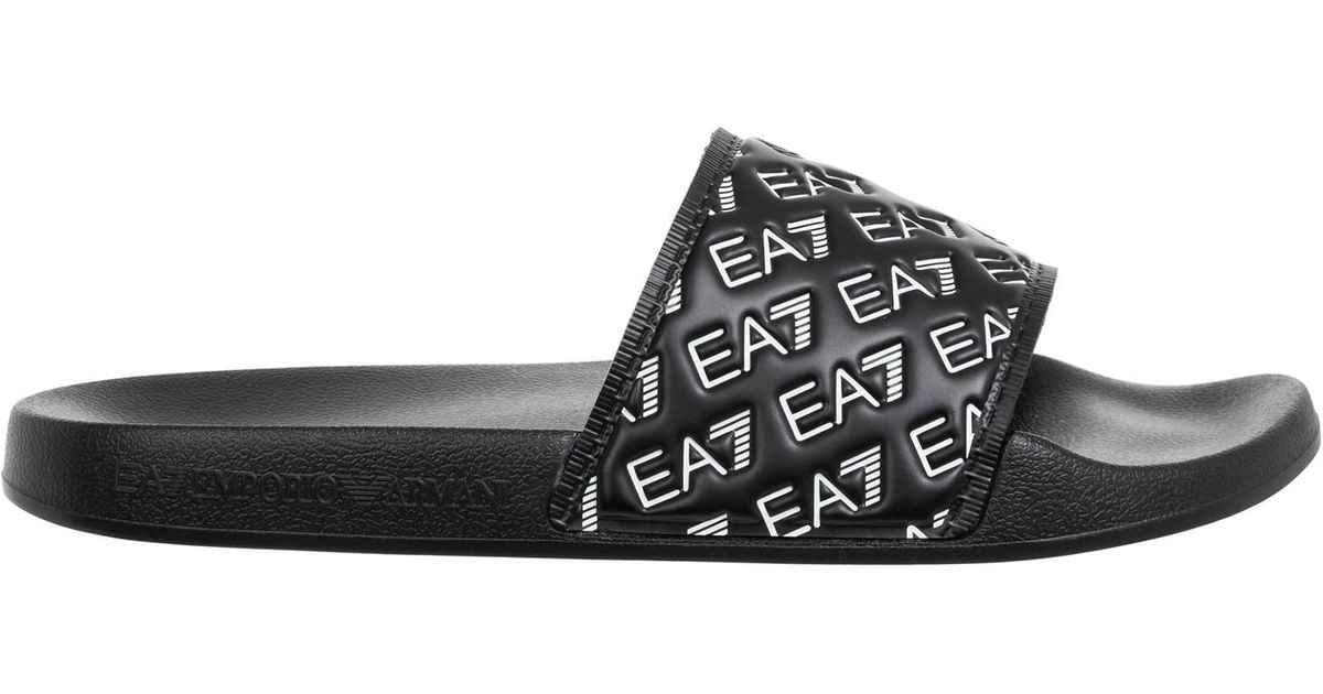 EA7 Slides in Black for Men | Lyst