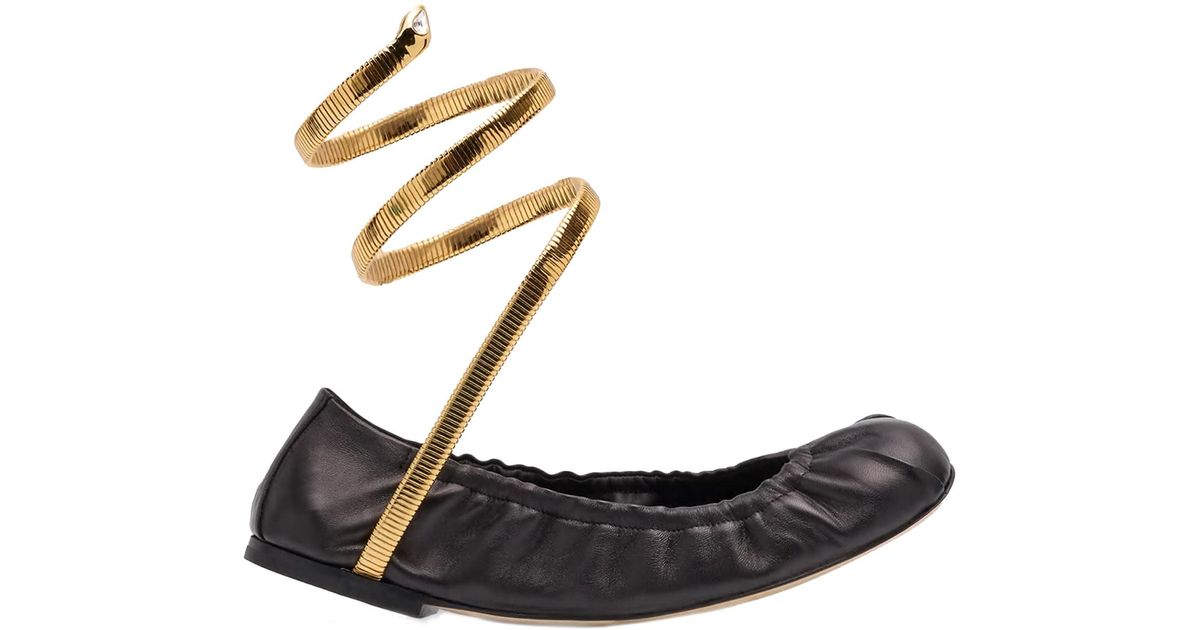 Rene Caovilla Juniper Ballet Flats in Metallic | Lyst