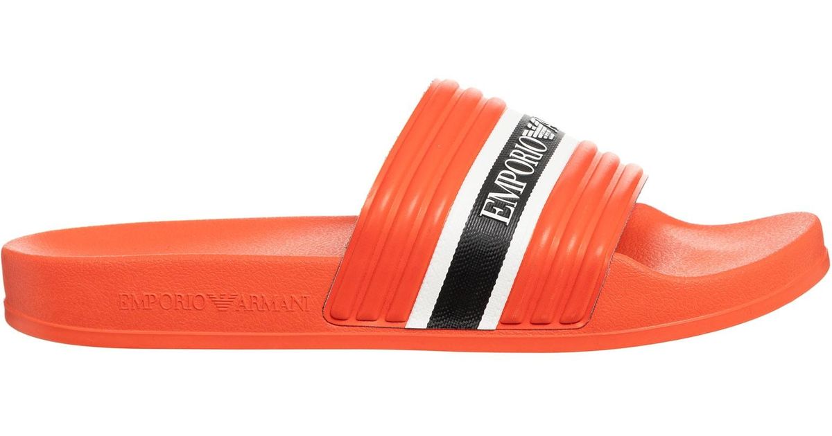 Emporio Armani Slides in Red for Men | Lyst