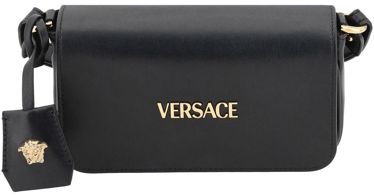 Versace Tag Shoulder Bag in Black | Lyst
