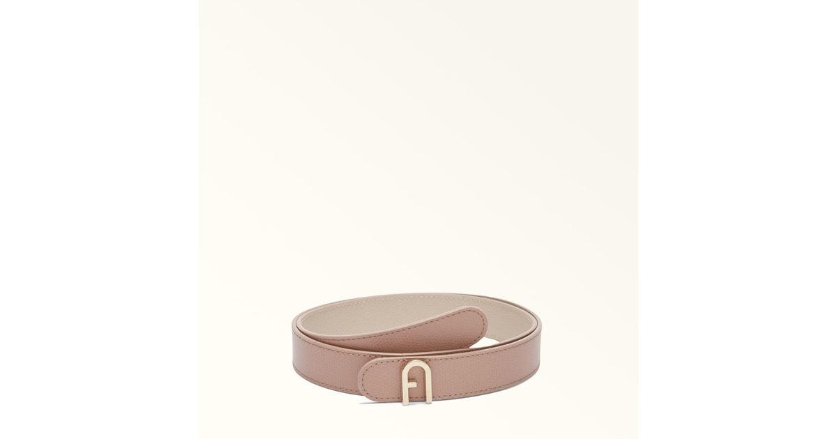 Furla Flow Reversible Belt Tulle Textured Leather in Pink | Lyst UK