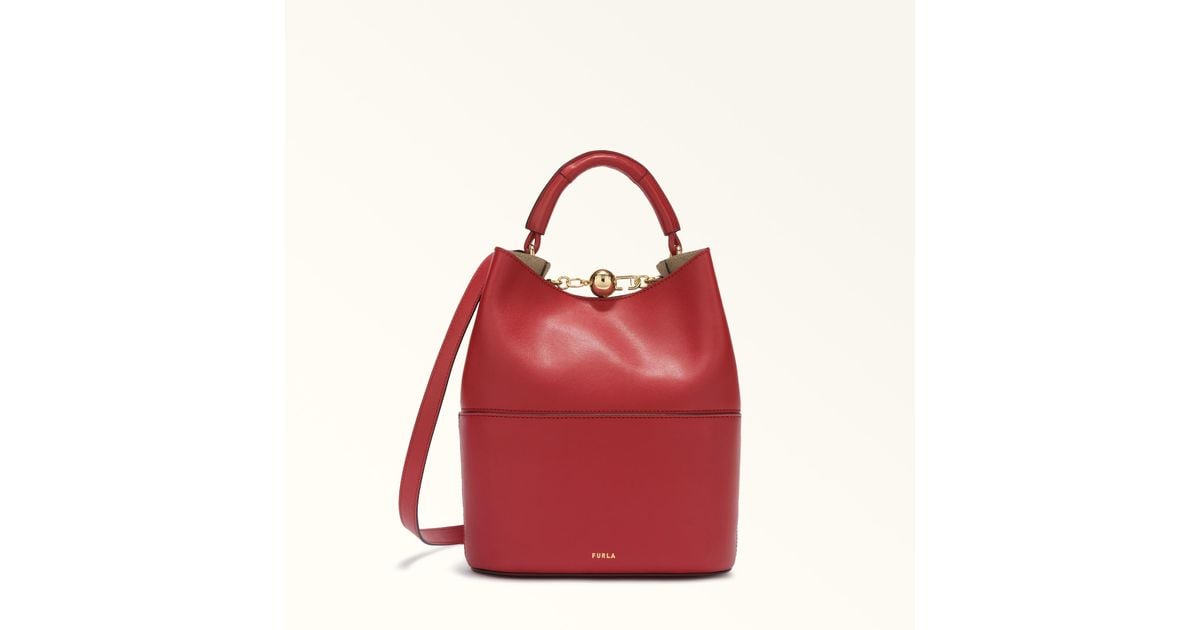 Furla Sfera Bucket Bag Lacca Napoli Double Calf Leather in Red | Lyst