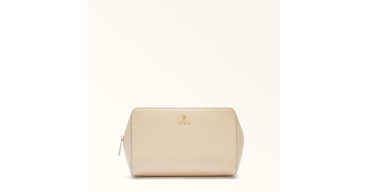 Furla Camelia Cosmetic Case Ballerina I Textured Leather in Natural ...