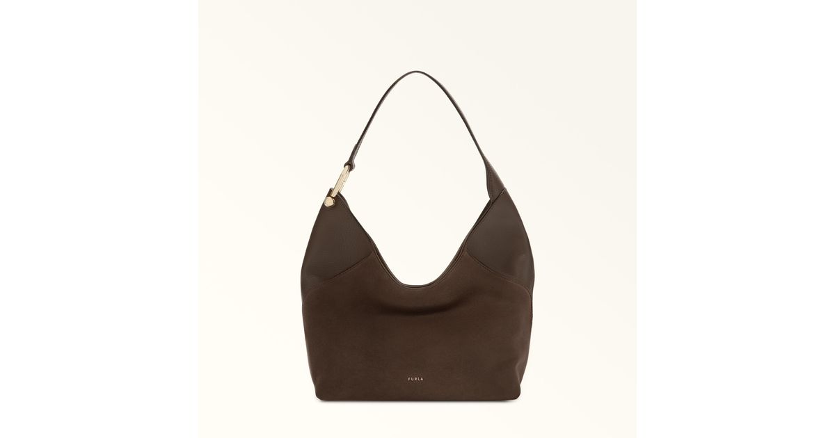 Furla Lara Shoulder Bag Toni Mogano Suede + Grained Calf Leather in ...