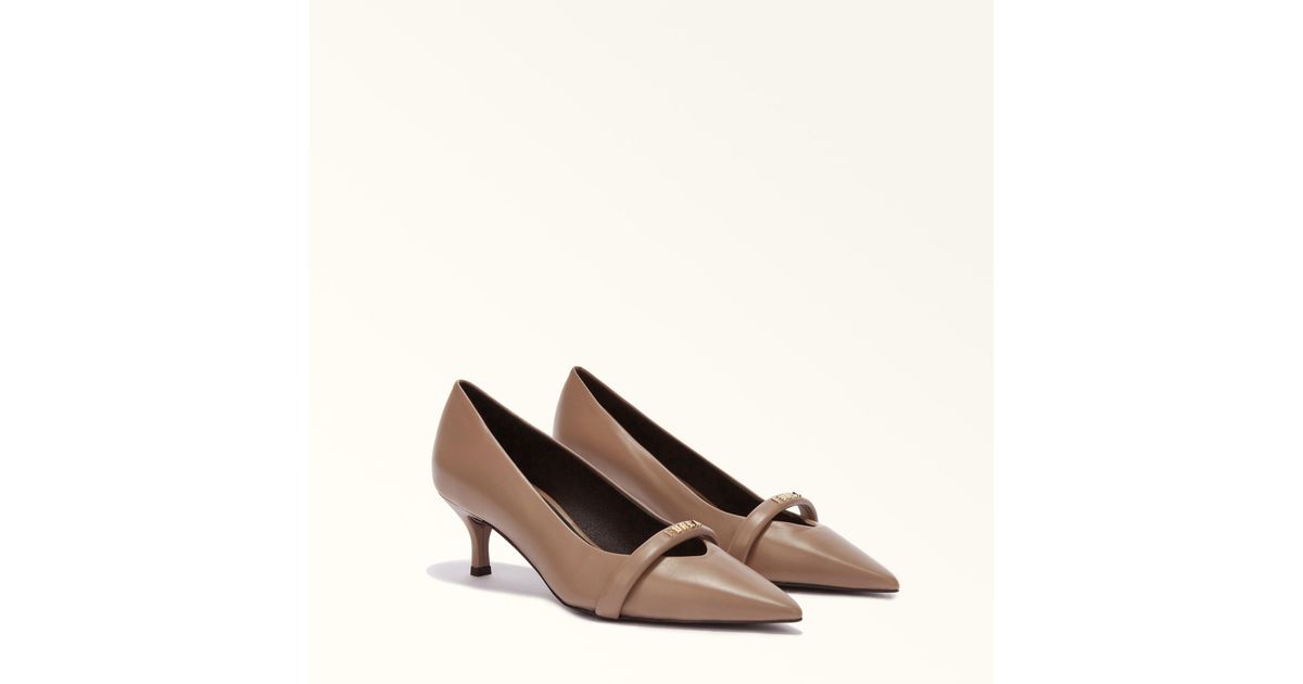 Furla Core Pump Greige Smooth Leather in Brown | Lyst