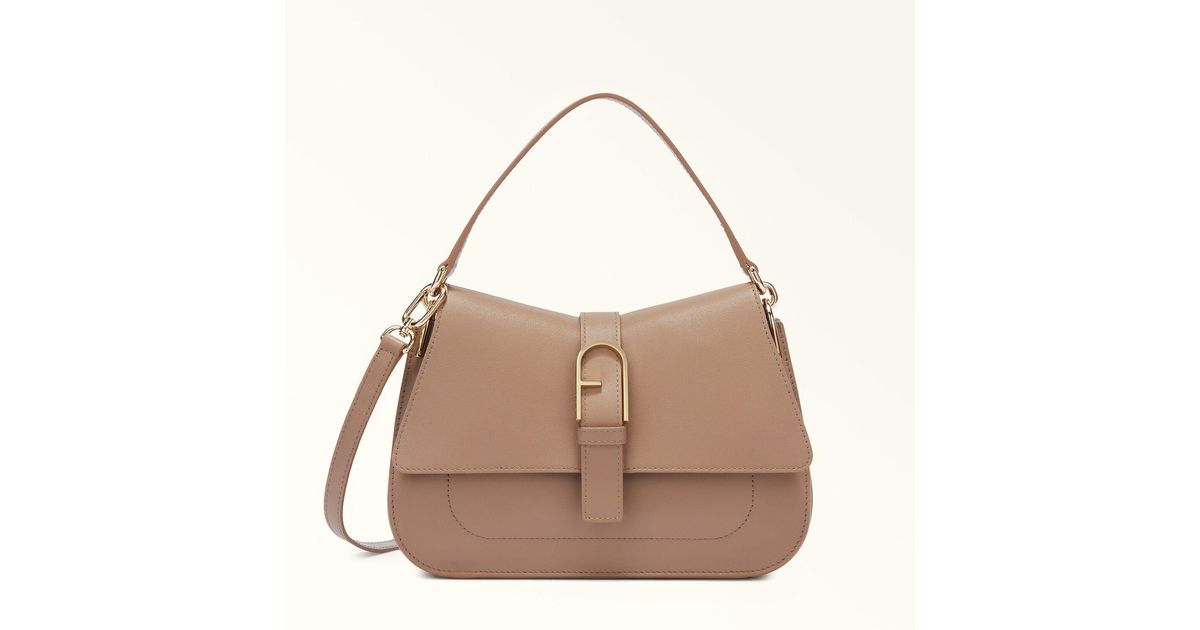Furla Flow Top Handle Greige Claris Lux Calf Leather in Brown | Lyst UK