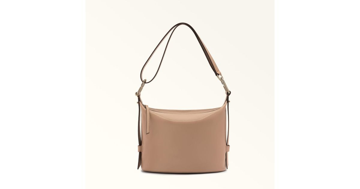 Furla Nuvola Shoulder Bag Greige Claris Lux Calf Leather in Brown | Lyst