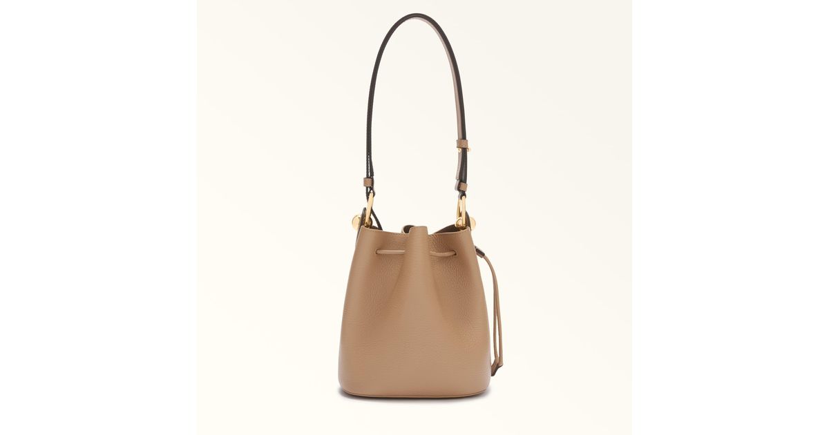 Furla Sfera Bucket Bag Mini Deserto Grained Calf Leather + Soft Calf ...