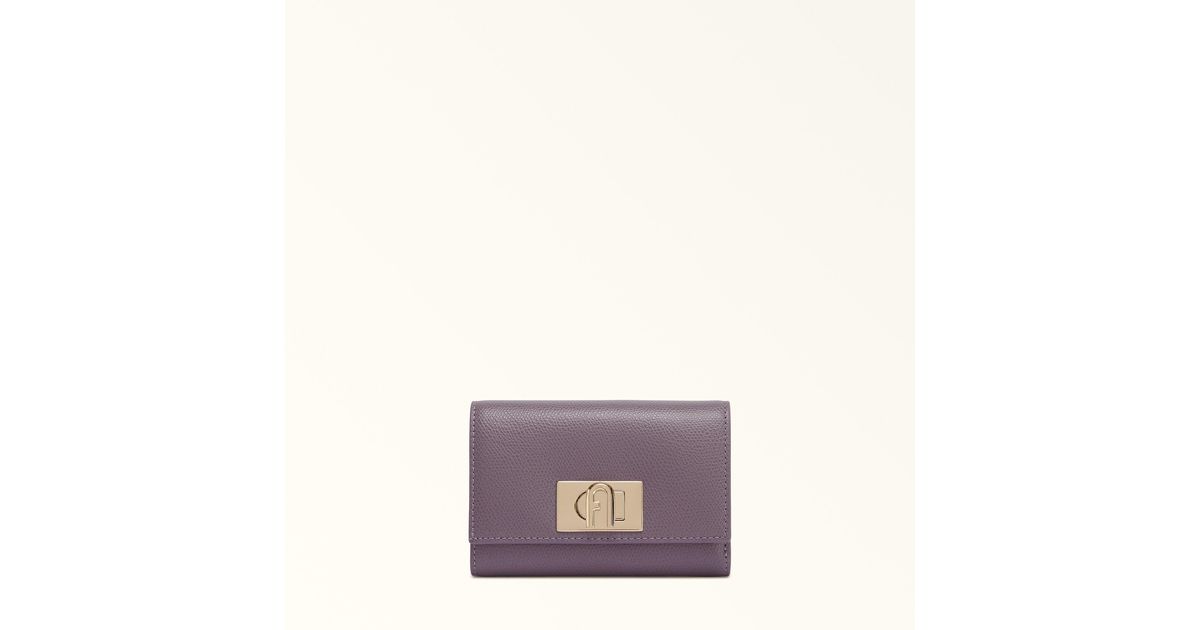 Furla 1927 Compact Wallet Aura Textured Leather in Purple | Lyst