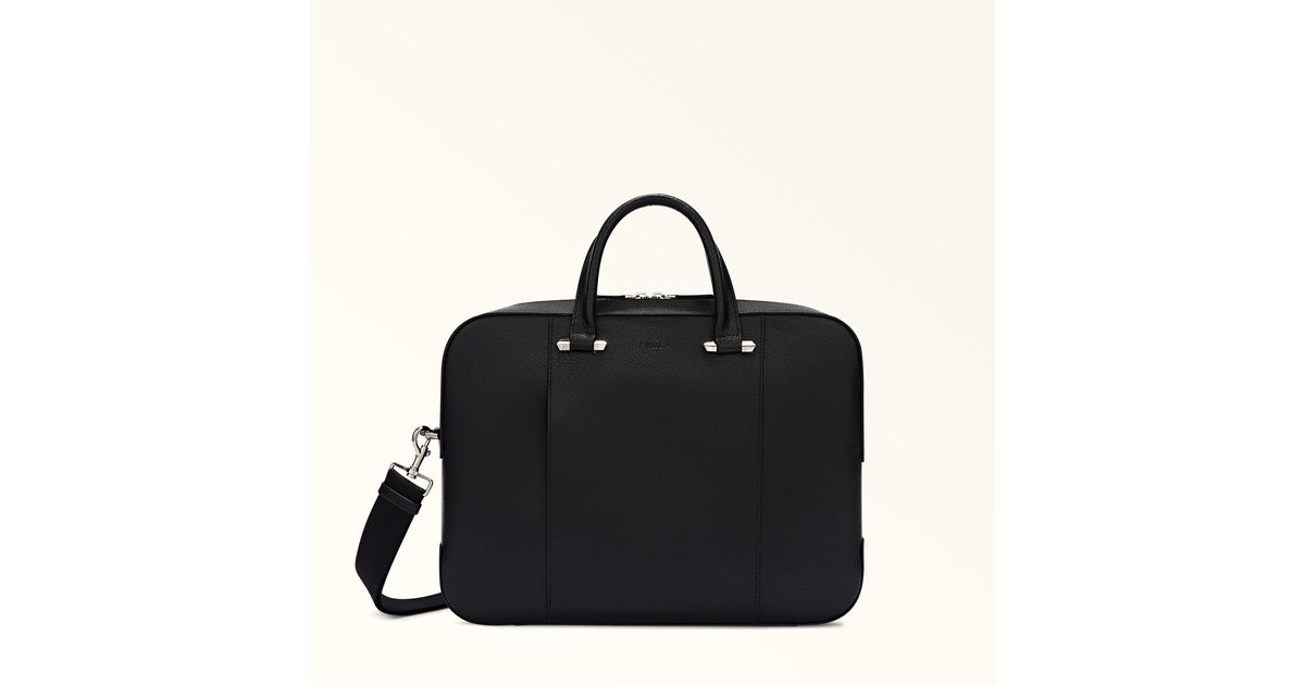 Furla Zefiro Briefcase Nero Milos Textured Calf Leather in Black for ...