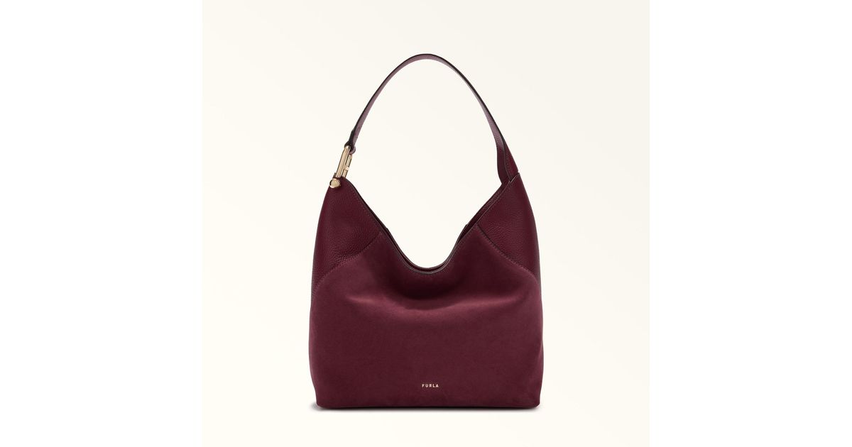 Furla Lara Shoulder Bag Toni Ribes Suede + Grained Calf Leather in Red ...