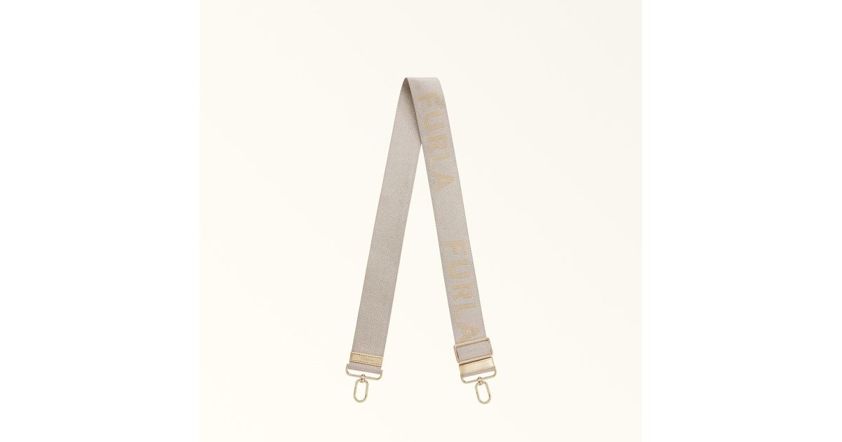 Furla Fiona Shoulder Strap Lurex Webbing Strap in Natural | Lyst