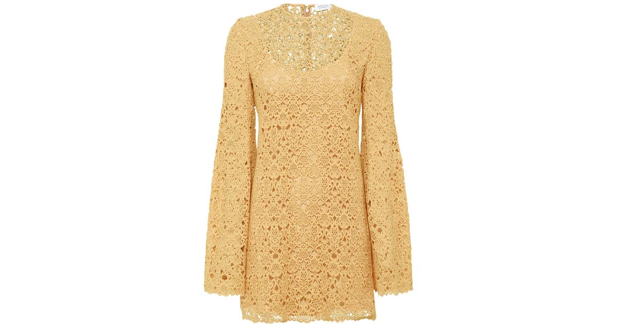 Gabriela Hearst Archie Mini Dress With Lining in Yellow | Lyst