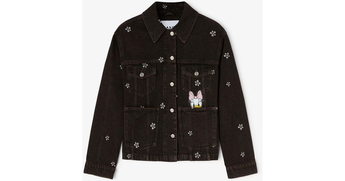 Ganni Daisy Duck Denim Oversized Jacket in Black | Lyst UK