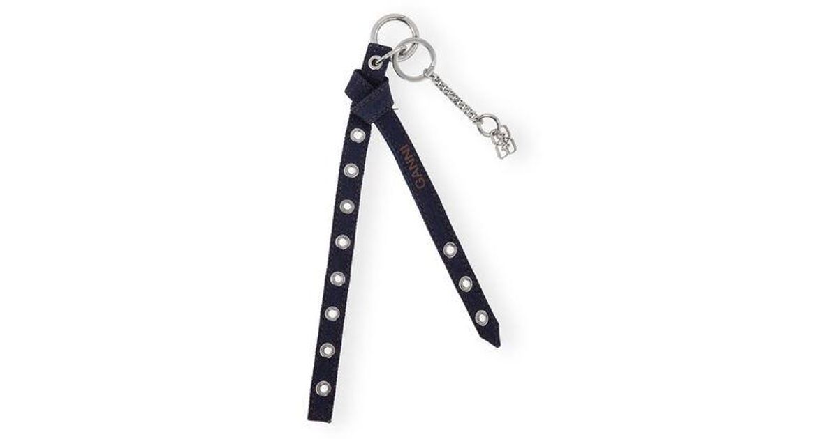 Ganni Eyelet Denim Keyring in Black | Lyst