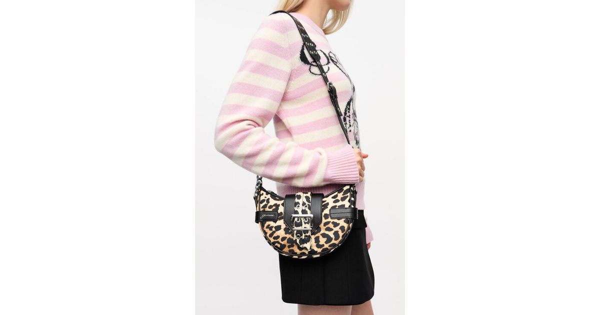 Ganni Leopard Small Bucky Crossbody Bag Nylon in Black | Lyst