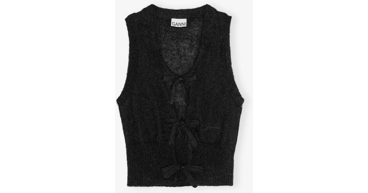 Ganni Tie String Vest in Black | Lyst UK