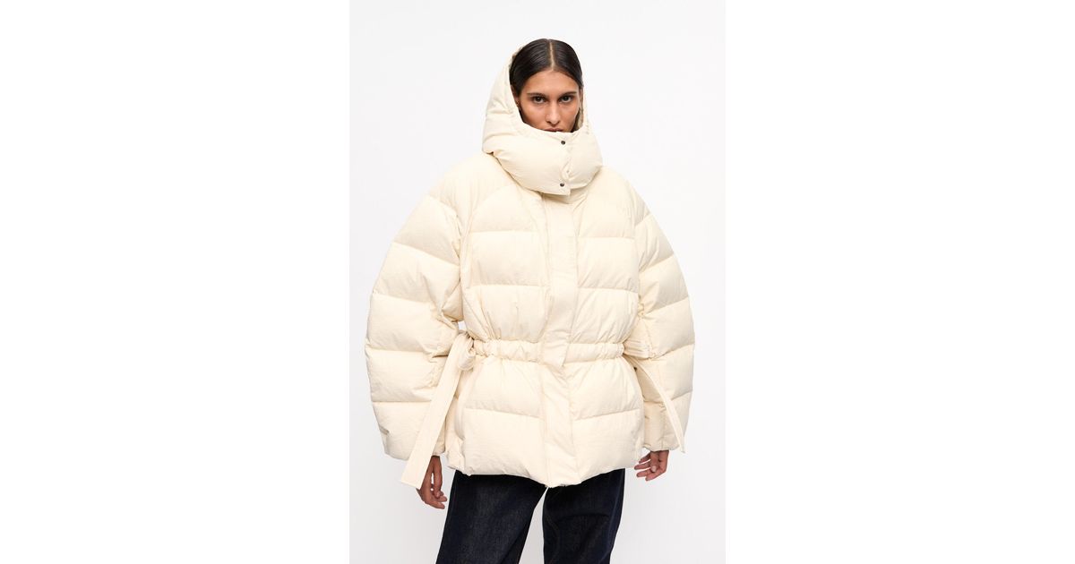 Ganni Tech Oversized Puffer Jacket in White | Lyst