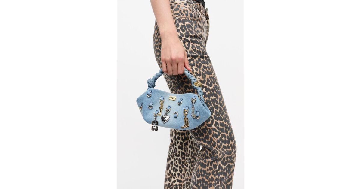 Ganni Denim Mini Bou Bag With Charms | Lyst