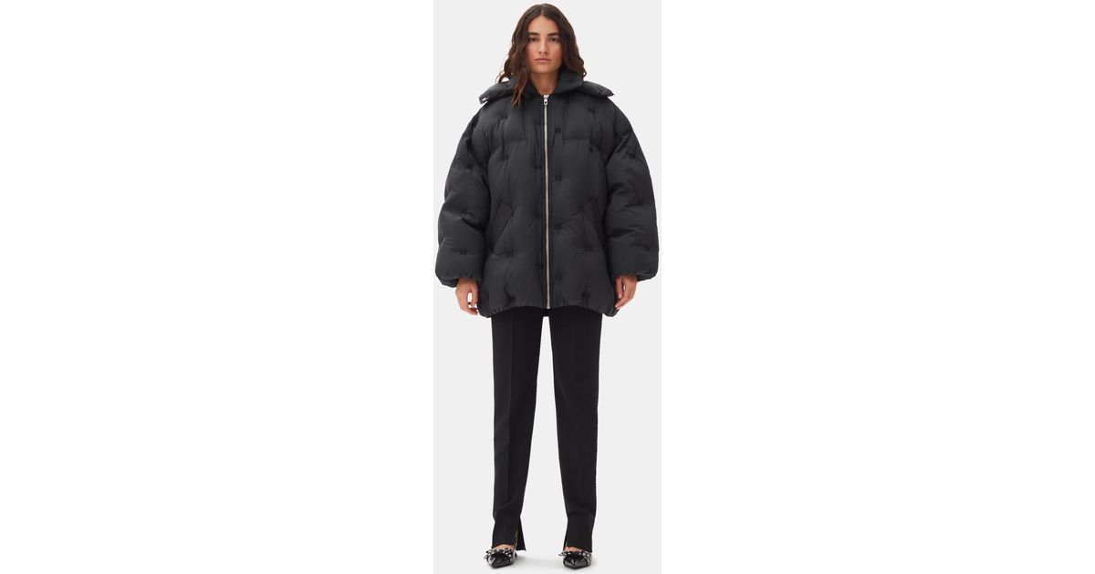 Ganni Midi Tech Puffer Jacket in Grey | Lyst UK