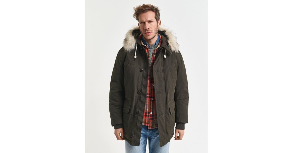 GANT Padded Parka in Brown for Men | Lyst UK