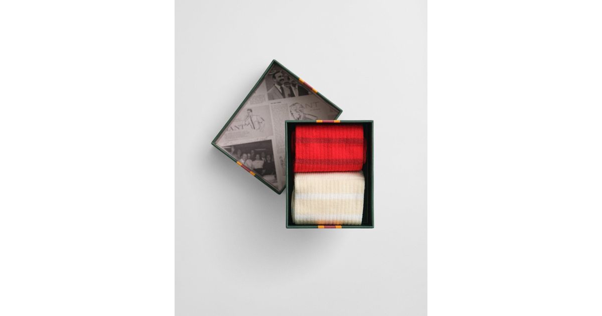 GANT 2-Pack Metallic Striped Socks Gift Box Bold in Red | Lyst UK