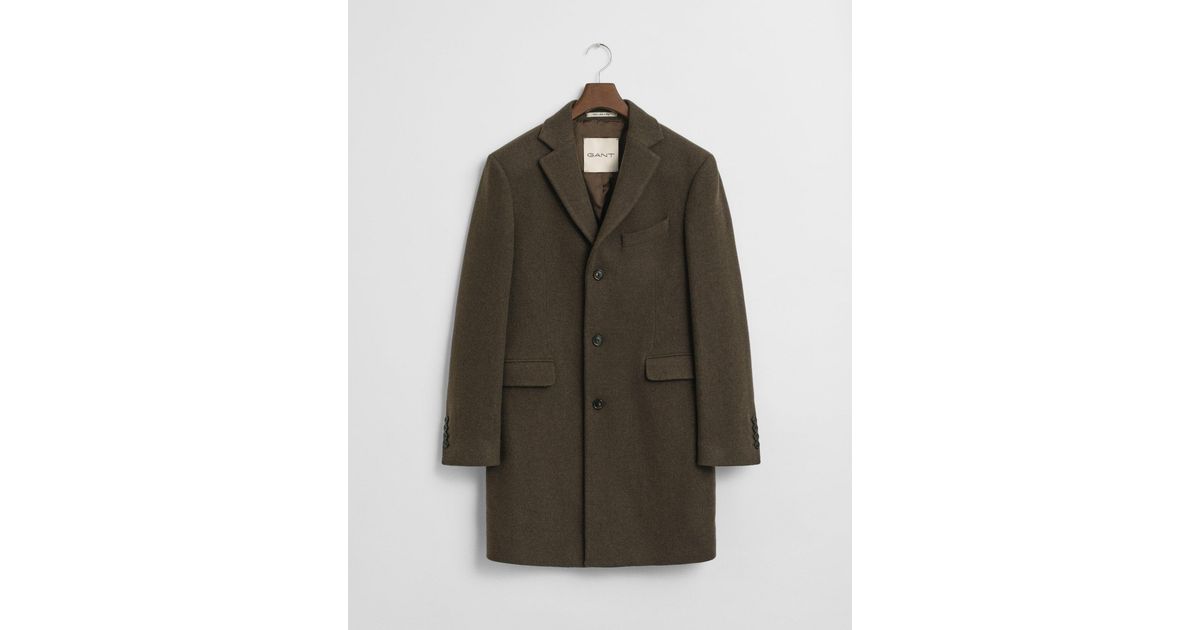 GANT Classic Wool Coat Country in Brown for Men | Lyst UK