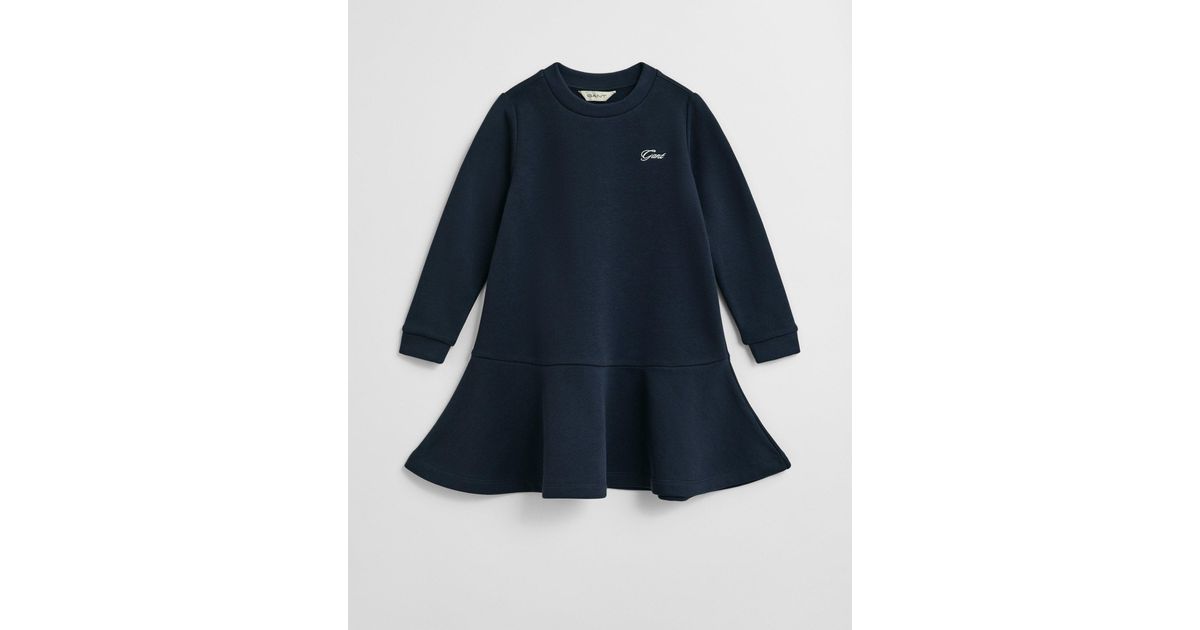 GANT Kids Girls Script Jersey Dress in Blue | Lyst UK