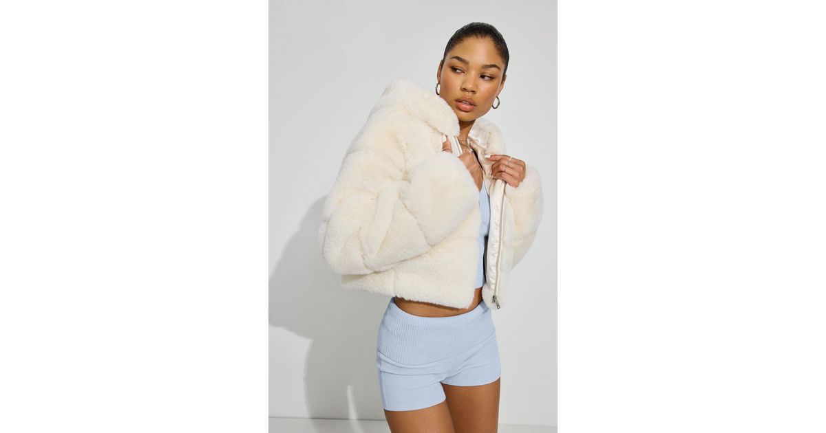 Garage Faux-Fur Puffer Jacket in White | Lyst