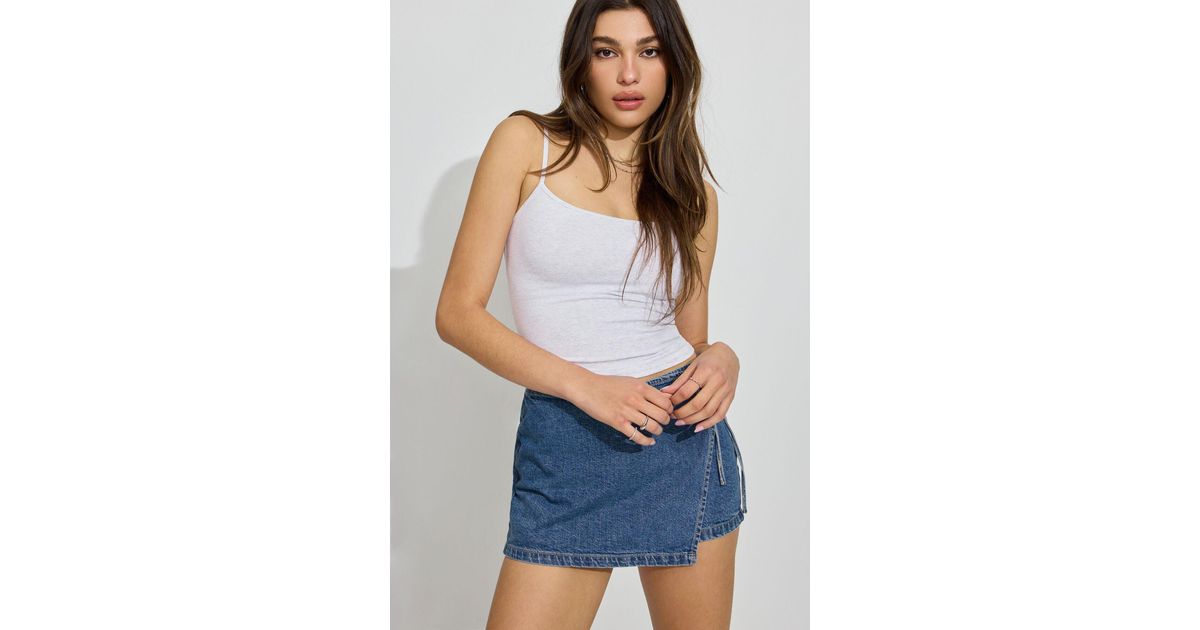 Garage Denim Wrap Micro Skort in Blue | Lyst