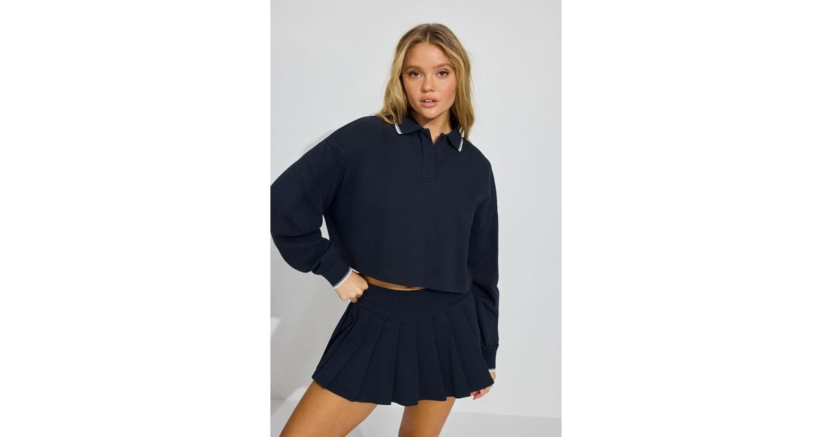 Garage Oversized Cropped Polo Shirt in Blue | Lyst