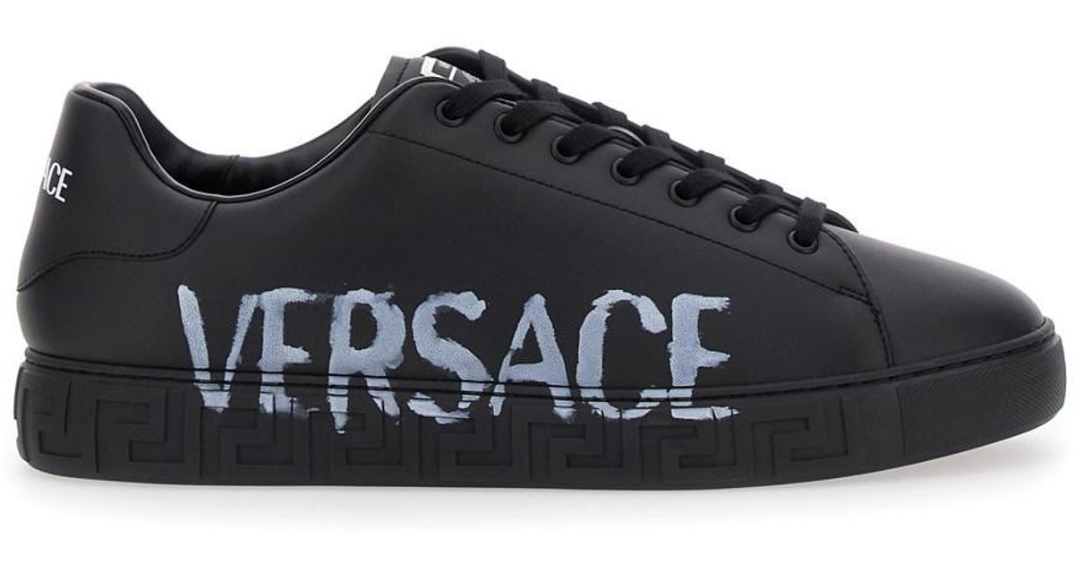 Versace 'New Greca' Low Sneakers With Greca Motif And Lettering Logo On ...